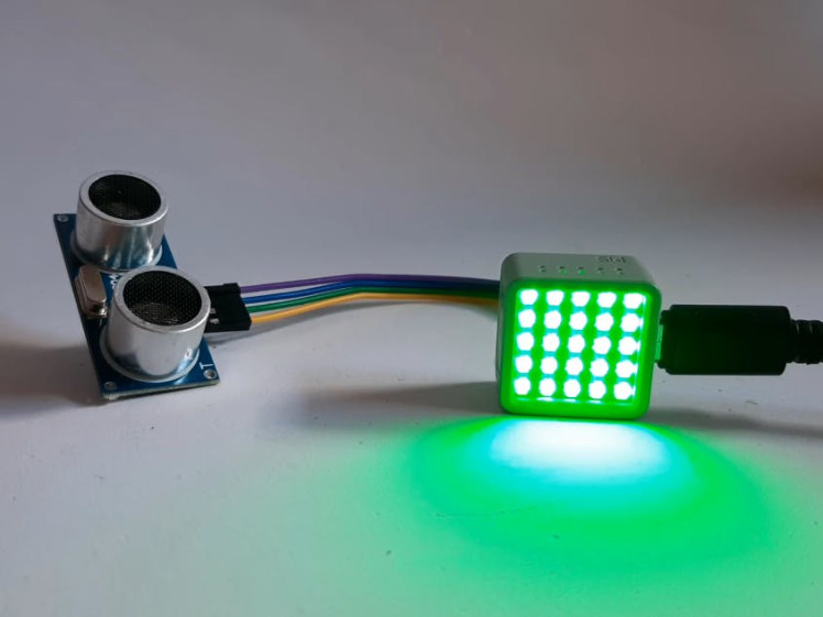 Ultrasonic Distance Sensor Using ATOM Matrix ESP32